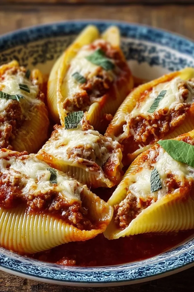 Beef-Stuffed Shells with Creamy Ricotta Filling