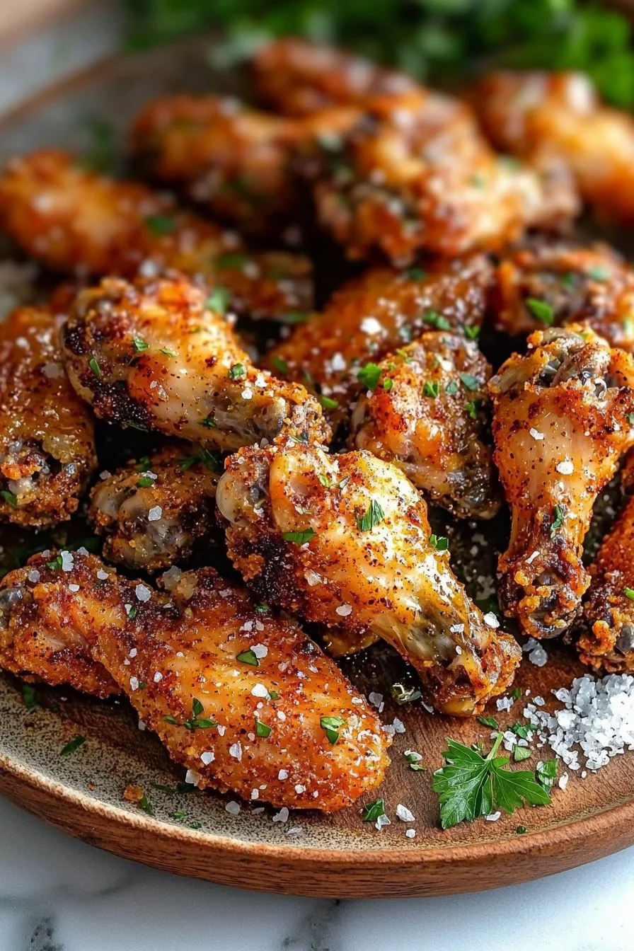 Crispy Garlic Parmesan Air Fryer Chicken Wings