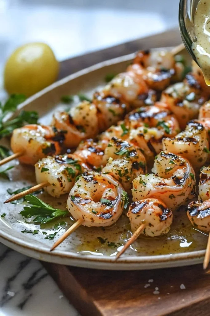 Flavorful Grilled Shrimp Skewers with Garlic Butter